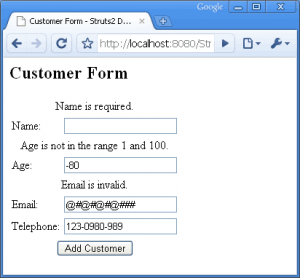 Struts2 Validation Framework Tutorial With Example Struts2 Validators