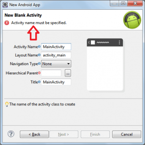 Android: Activity name must be specified error