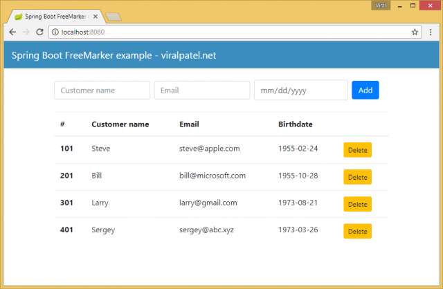 Spring Boot Freemarker Tutorial With Example 